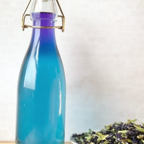 Butterfly Pea Flower Simple Syrup Recipe for Tea, Cocktails, and More!